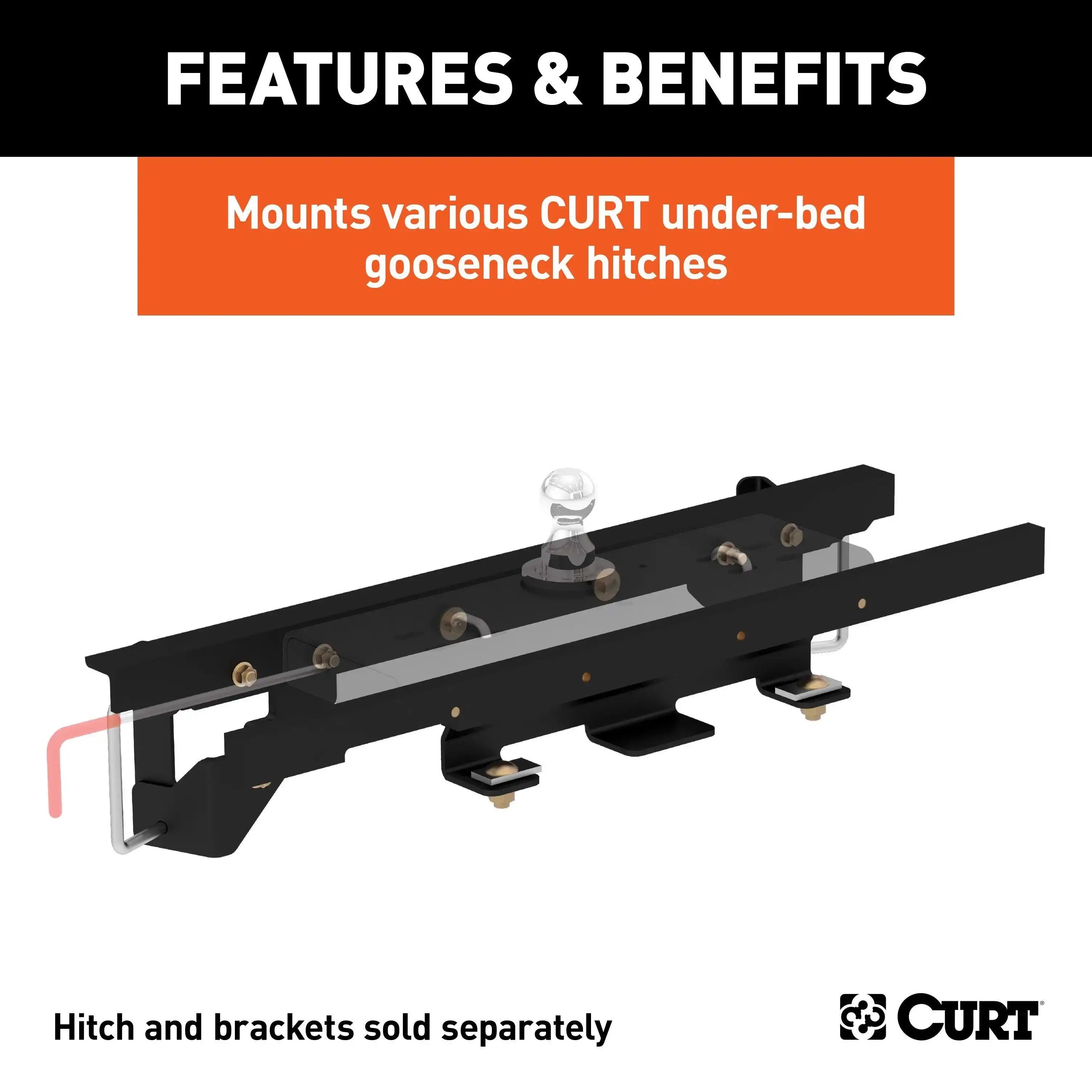 CURT 60657 - Double Lock Gooseneck Install Brackets Select Dodge Ram 1 ...